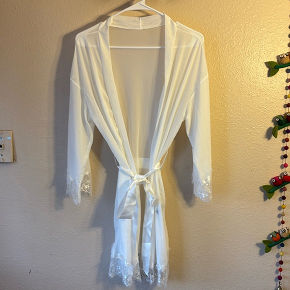 RSLOVE | Intimates & Sleepwear | Nwot Rslove Lace Sheer White Robe ...